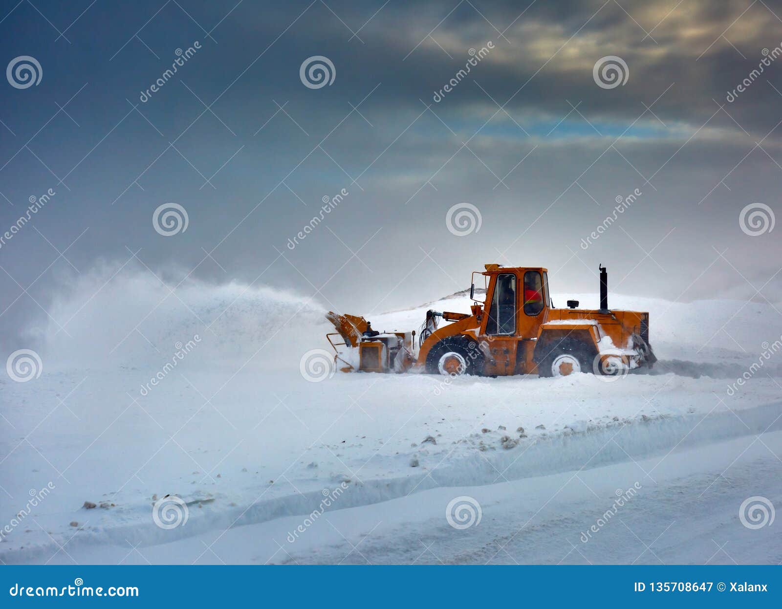 Snowblower at Work in the Mountains Stock Image - Image of snowfall ...