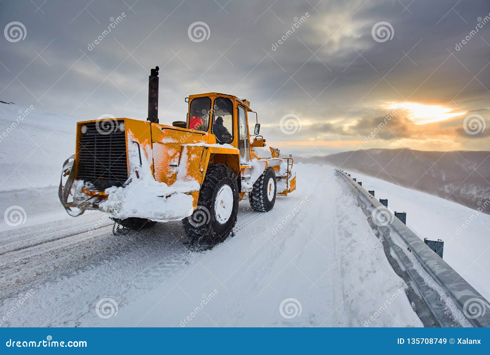 Snowblower at Work in the Mountains Stock Image - Image of excavation ...