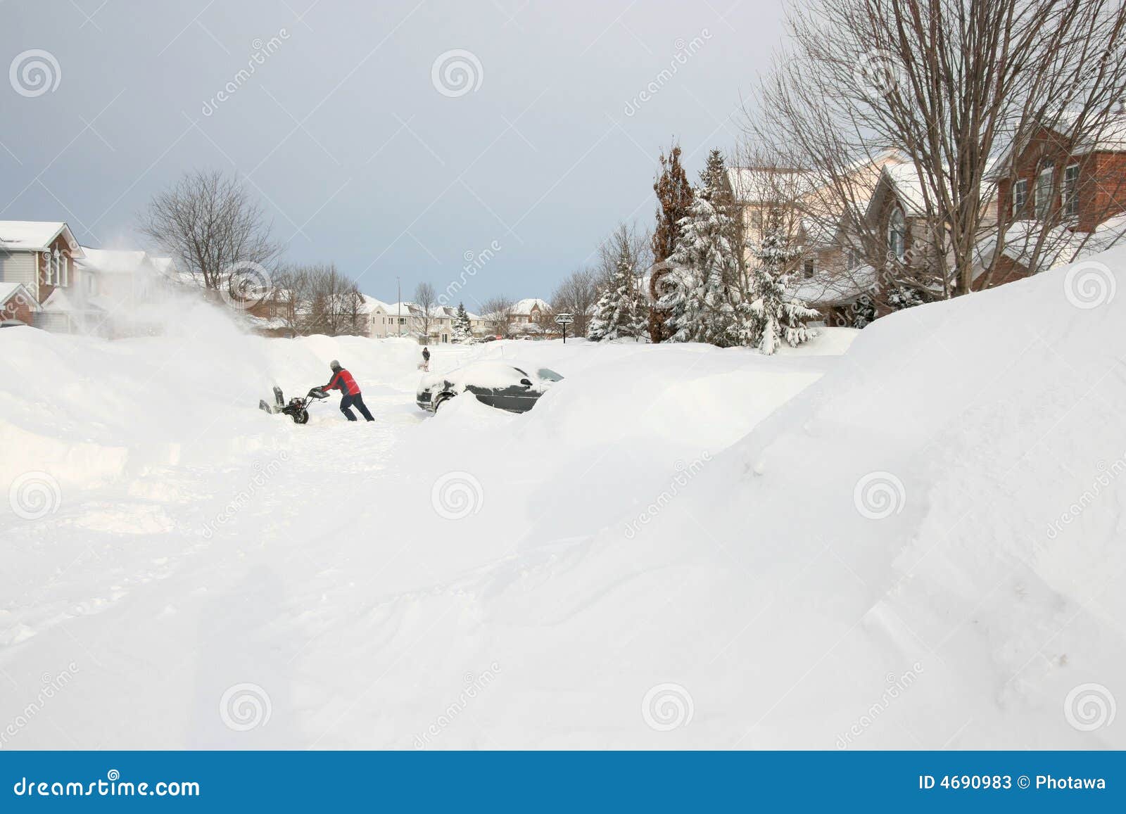 Snowblowers on Street after Snow Storm Stock Image - Image of suburbs ...
