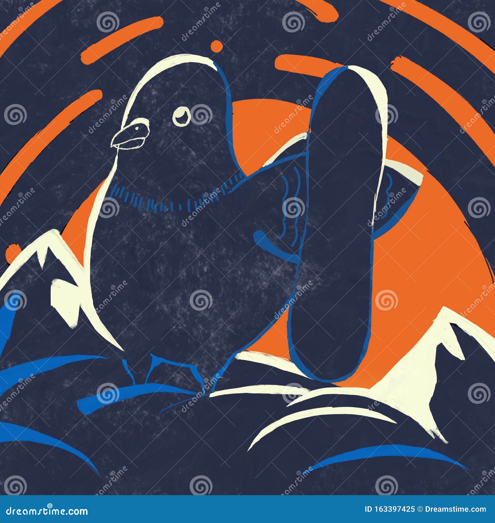 Snowboard bird stock illustration. Illustration of orange - 163397425