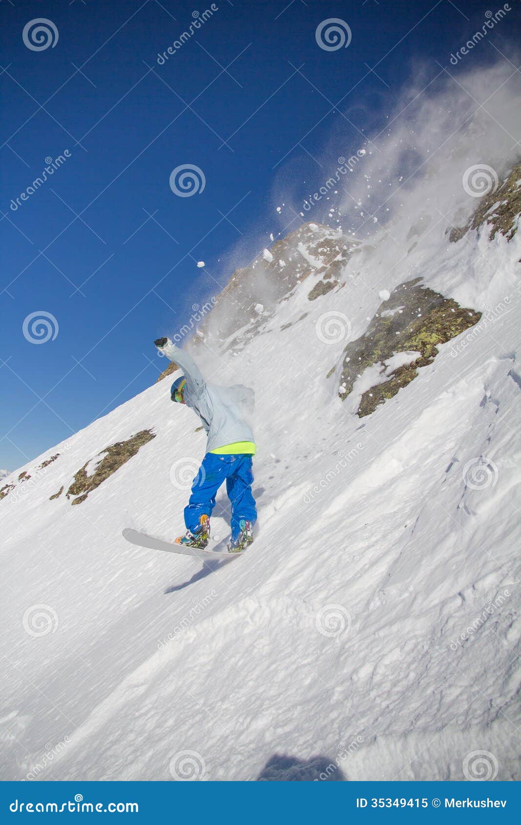 Snowboard freerider stock image. Image of blue, alps - 35349415