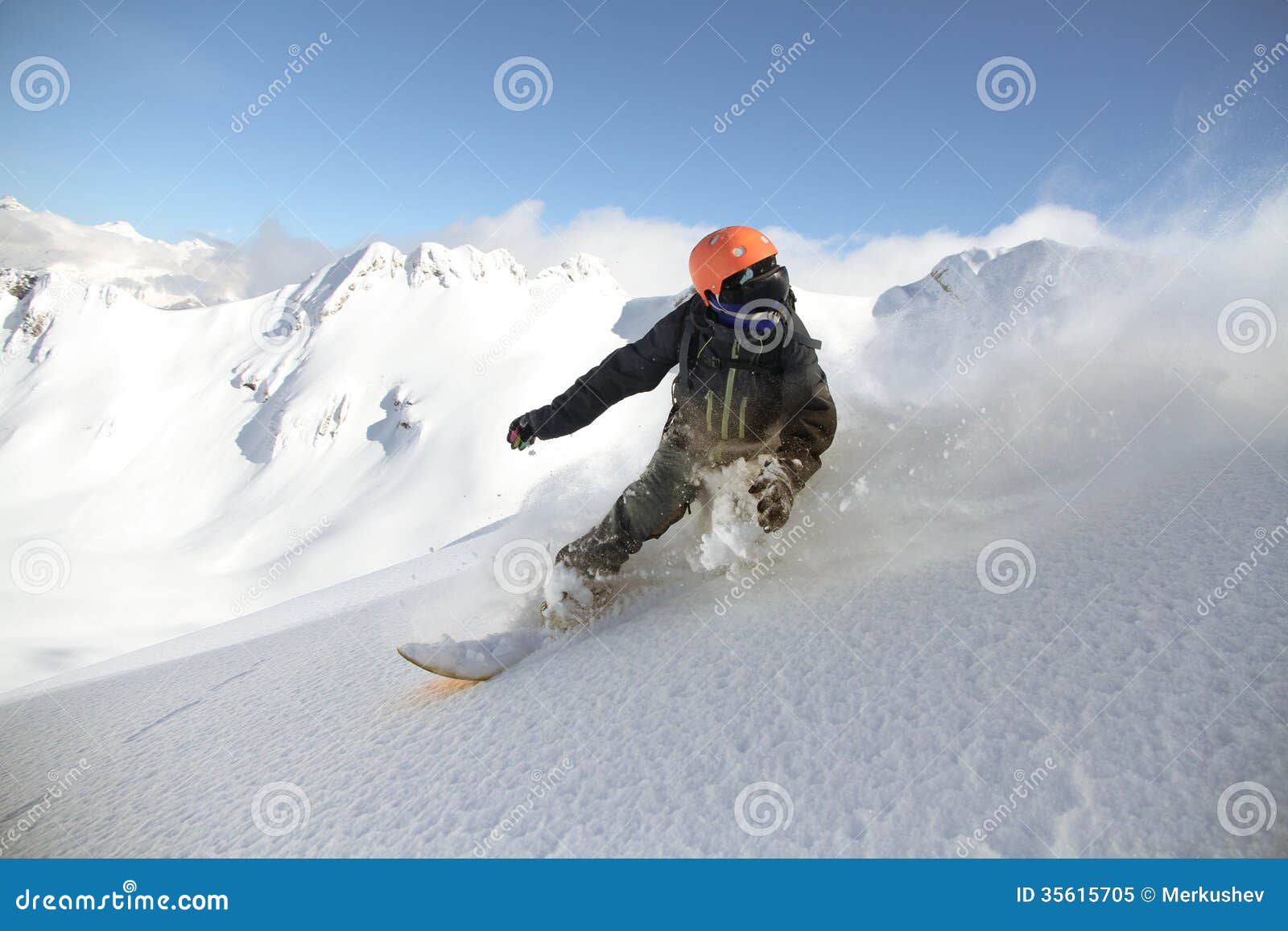 Snowboard freerider stock image. Image of skier, jump - 35615705