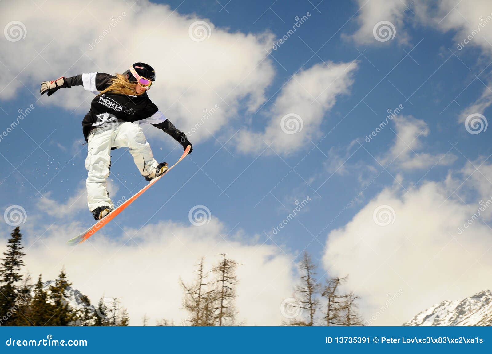Snowboard girl in race editorial photo. Image of agility - 13735391