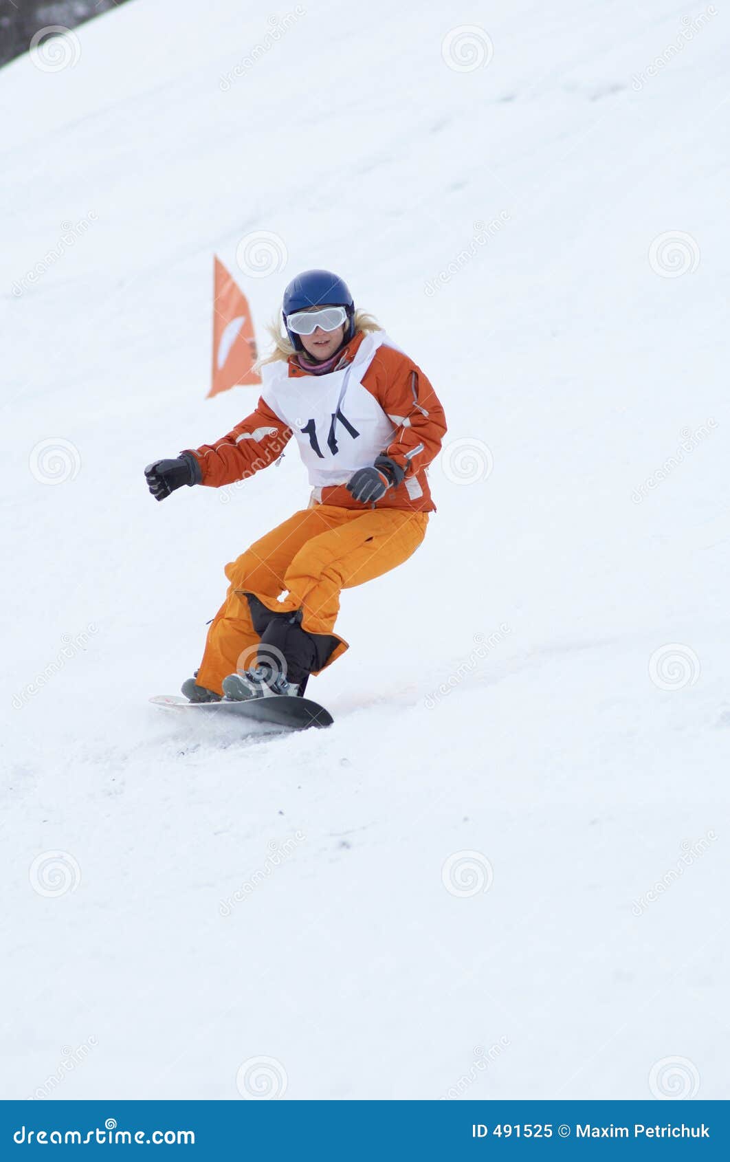 Snowboard girl in race stock image. Image of falling, recreational - 491525