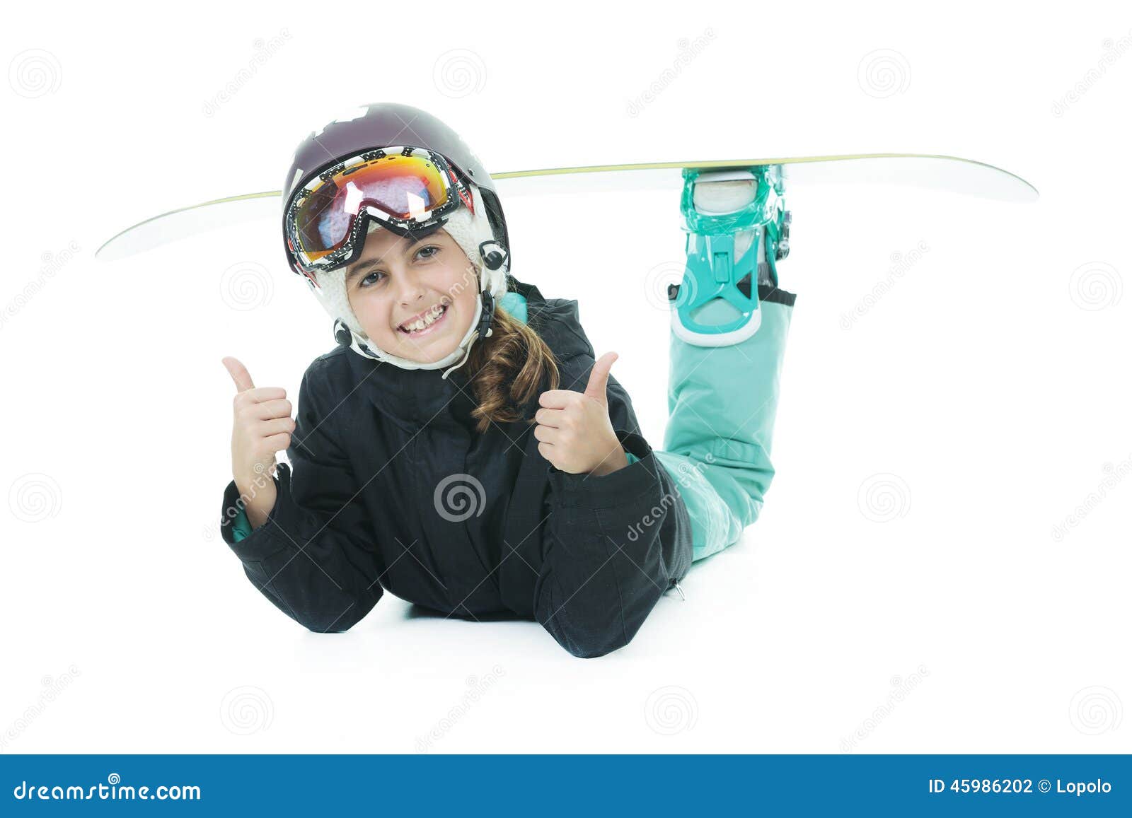 Snowboard girl stock photo. Image of snowboarding, background - 45986202