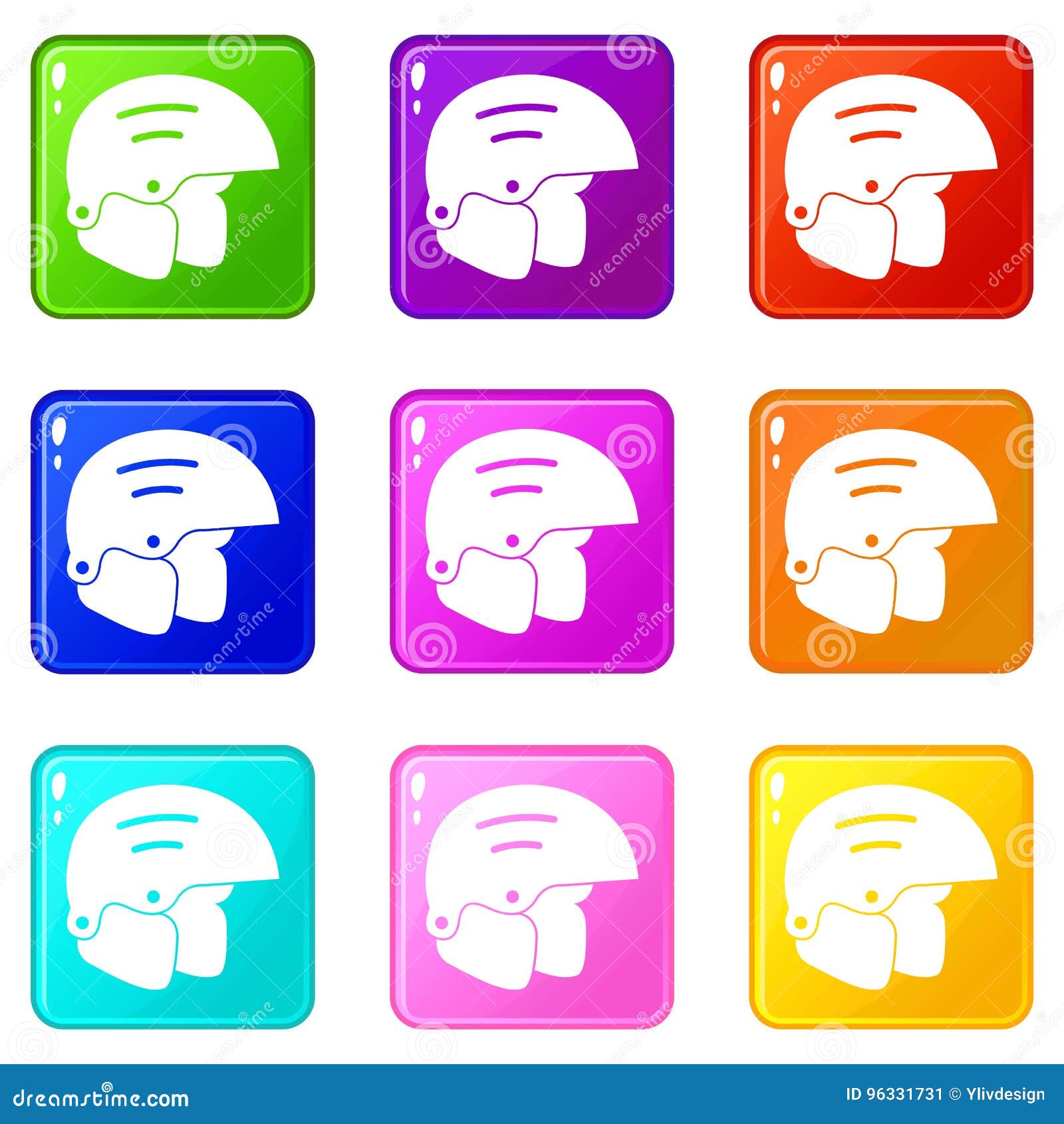 Snowboard Helmets Icons 9 Set Stock Vector - Illustration of object ...