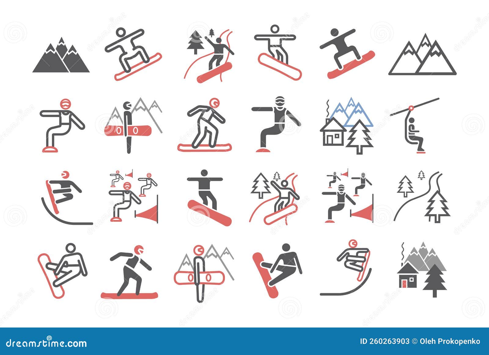 Snowboard Icons. Vector Signs for Web Graphics. Stock Vector ...