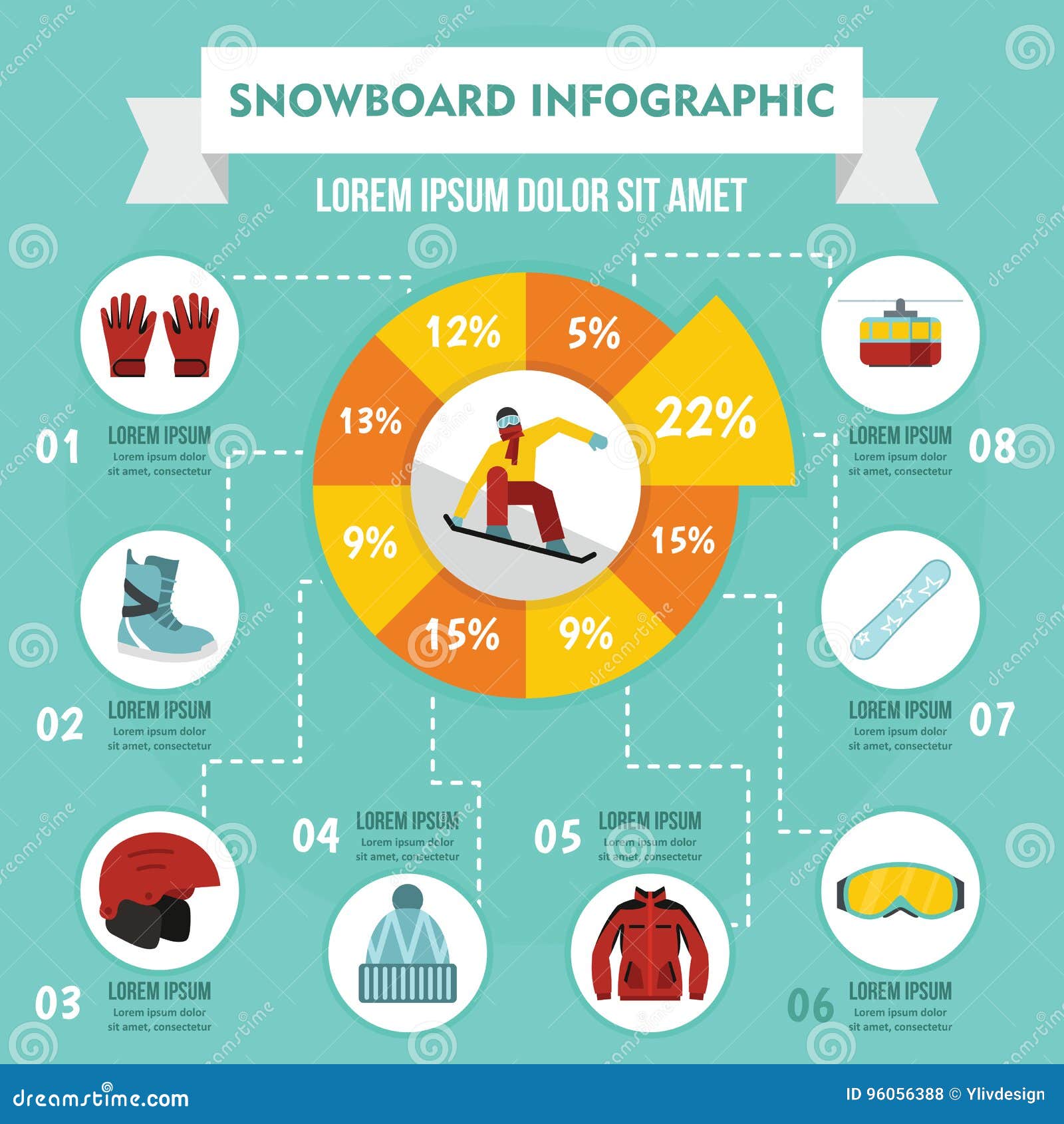 Snowboard Infographic Concept, Flat Style Stock Vector - Illustration ...