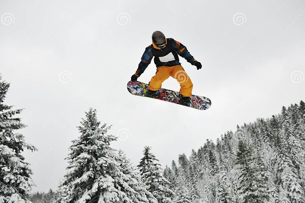 Snowboard jump stock photo. Image of slope, jumping, jump - 13023512