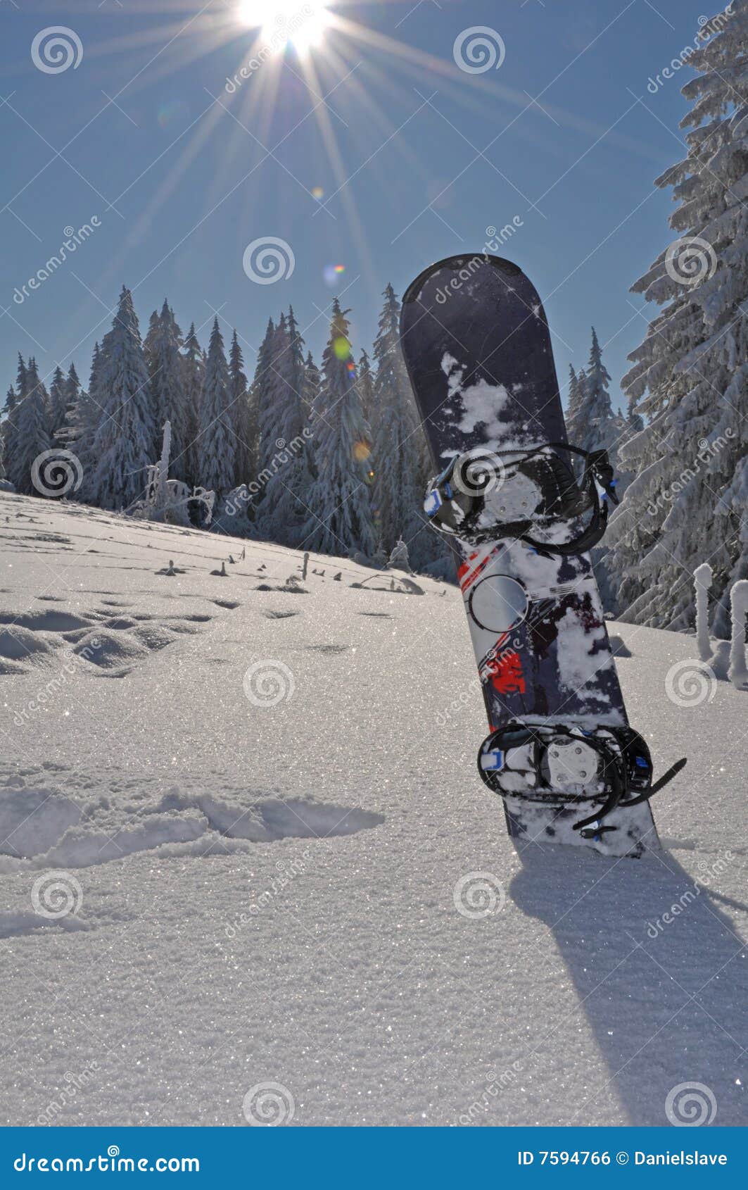 Snowboard in mountains stock photo. Image of fine, range - 7594766