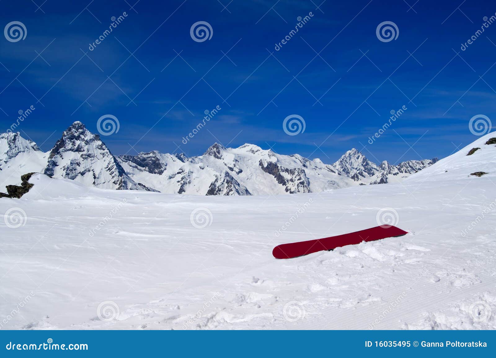 Snowboard on the ski slope stock image. Image of peak - 16035495