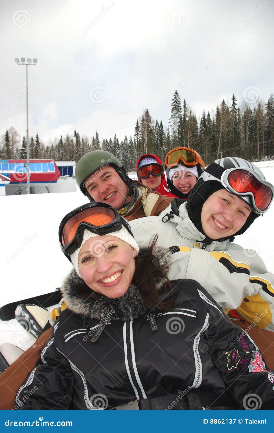 Snowboard and ski team stock image. Image of happiness - 8862137