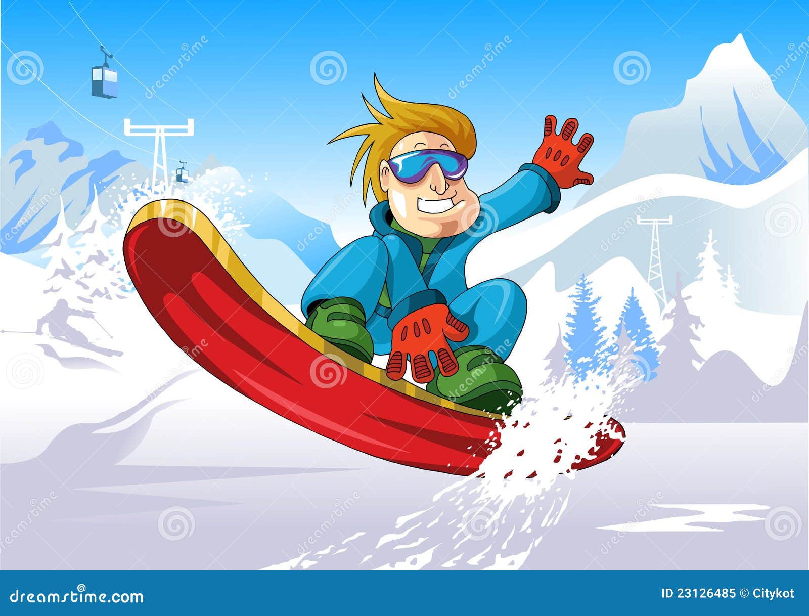 Snowboard Jump Big Air Ramp. Vector Simple Extreme Sports. Stickman No ...