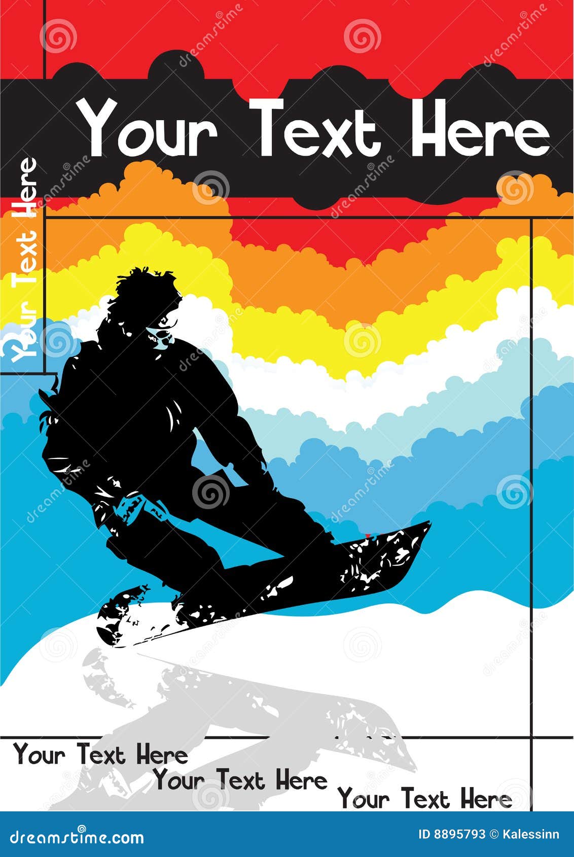 Snowboard vctor poster stock vector. Illustration of line - 8895793