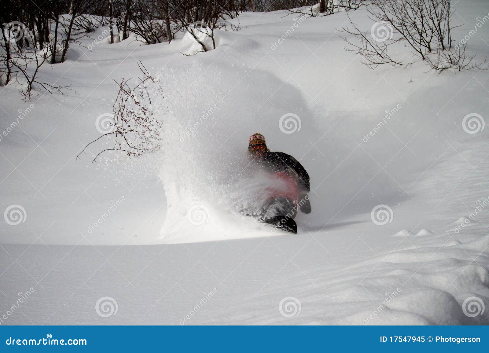 Snowboarder in Action Powder Spray Stock Image - Image of mountain ...