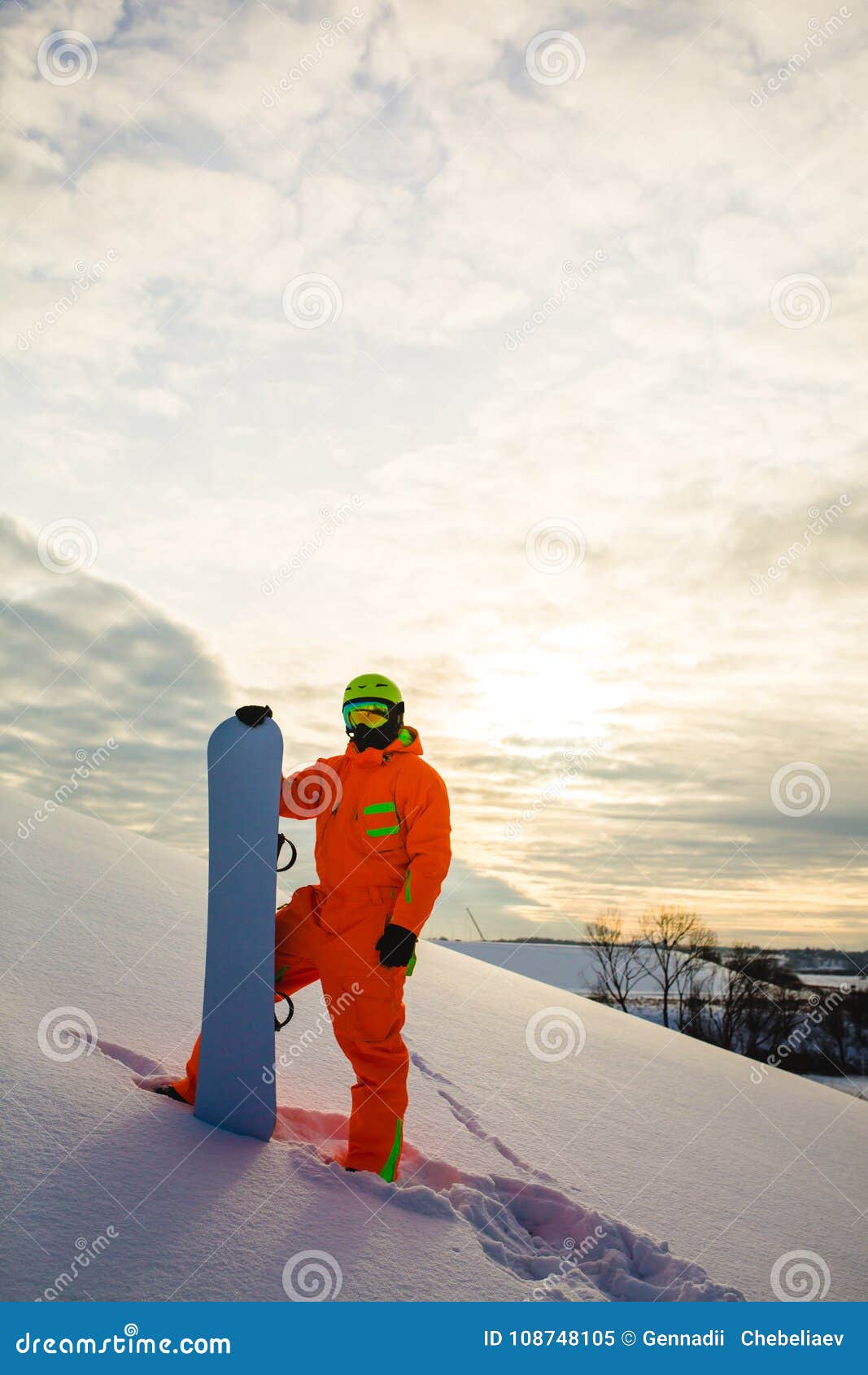 Snowboarder at the Background of Sunset Stock Image - Image of ...