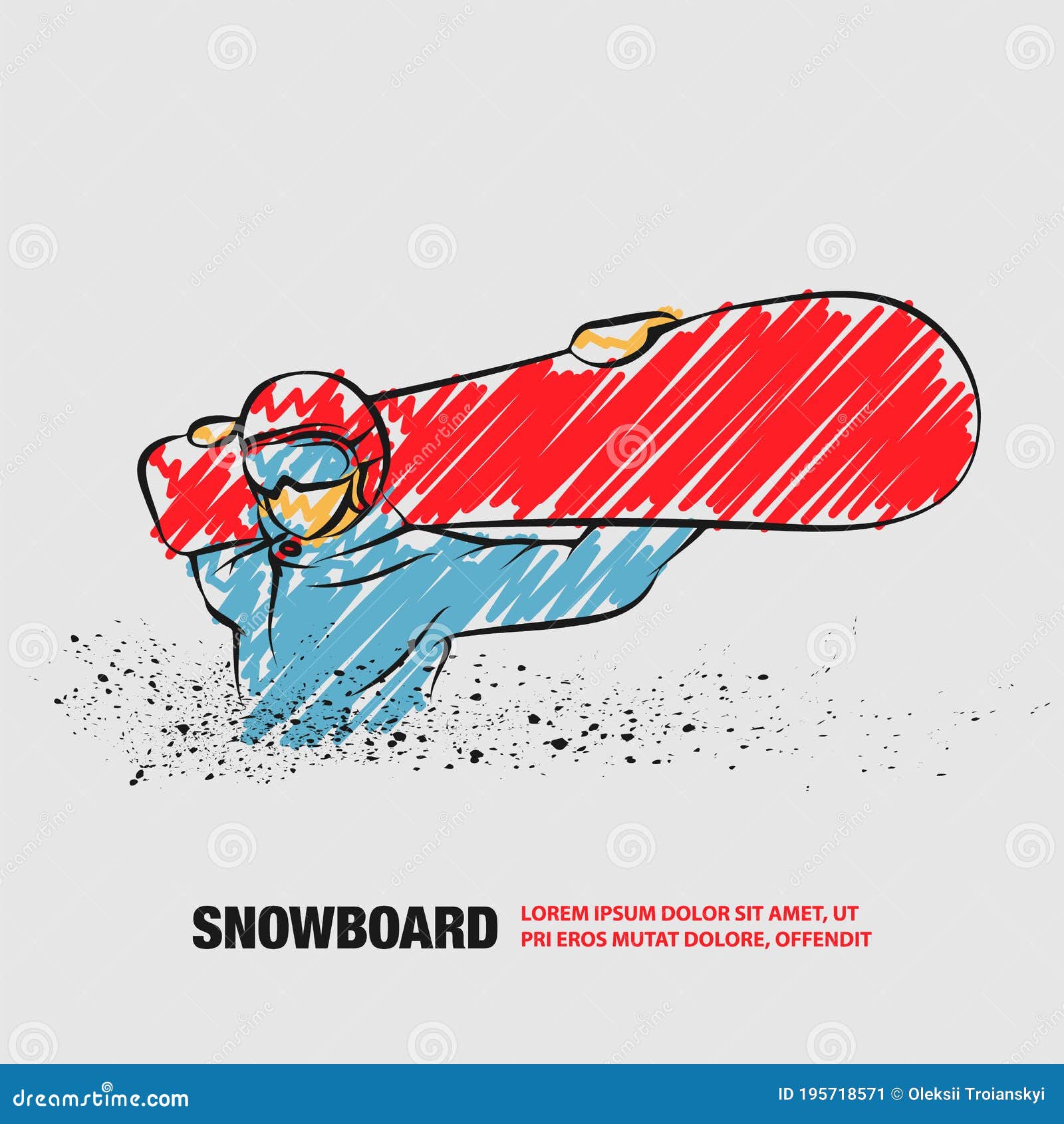 Snowboarder with a Board on His Shoulders. Vector Outline of ...