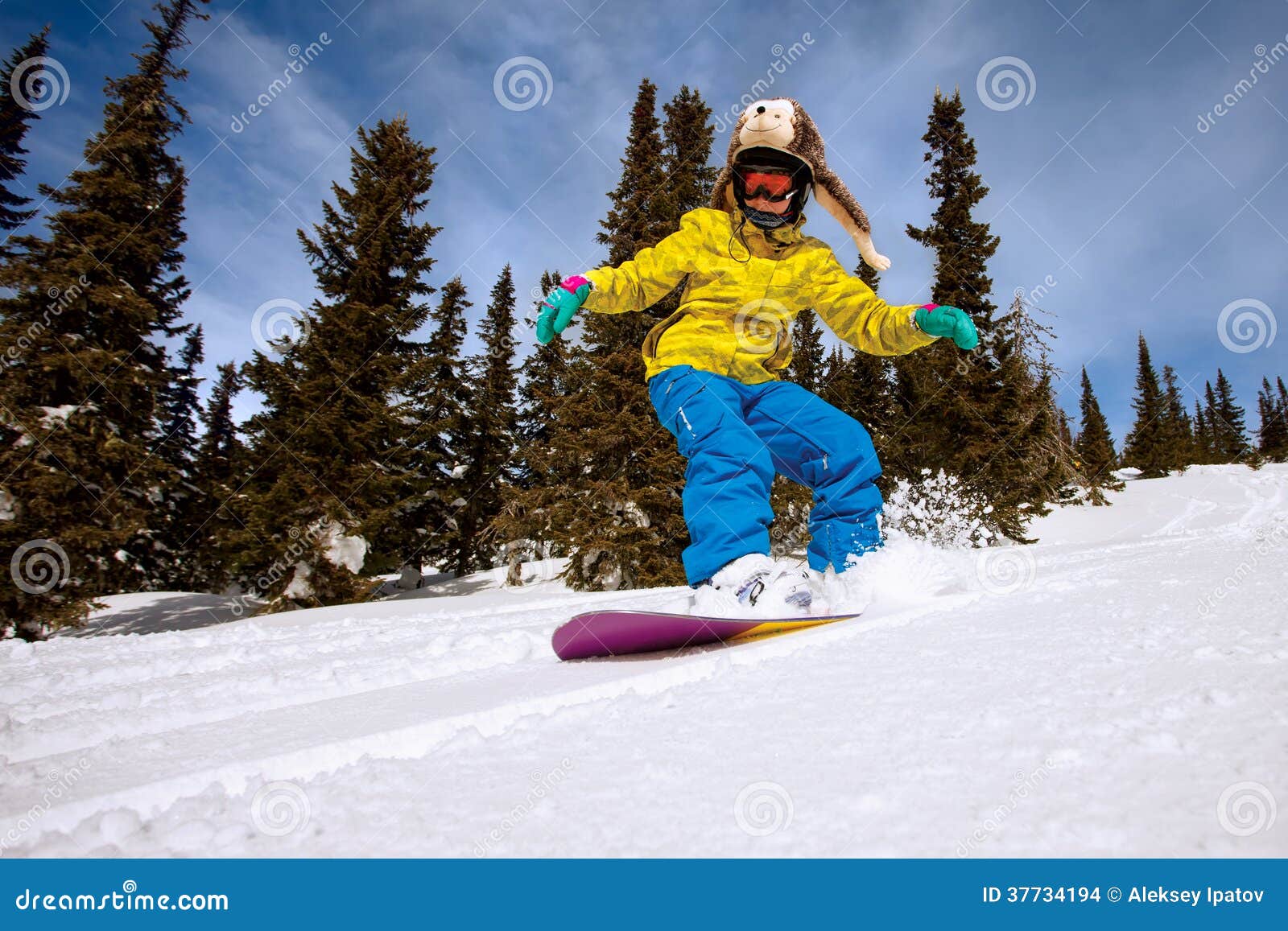 Snowboarder Doing a Toe Side Carve Stock Photo - Image of fast, blue ...
