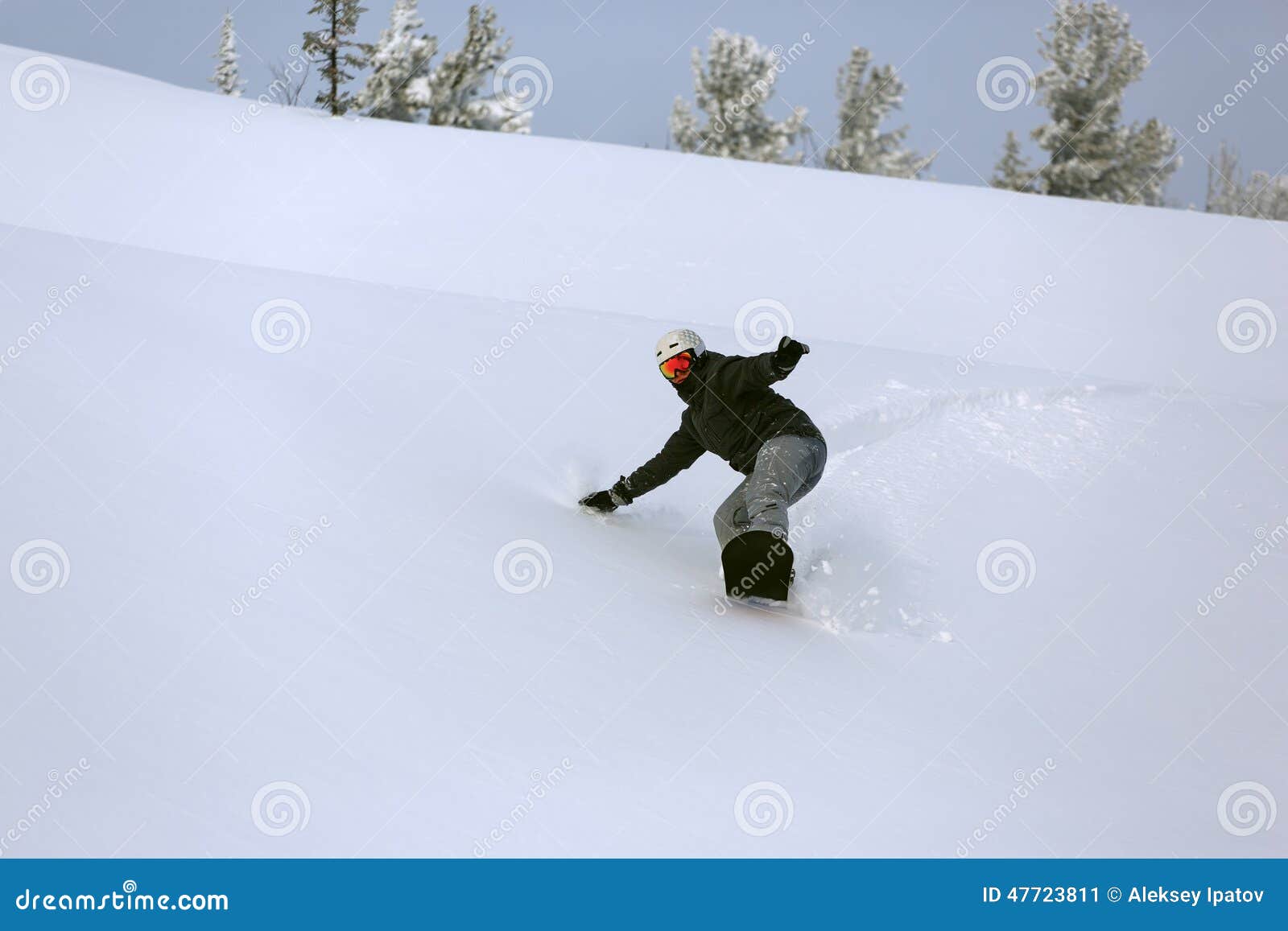 Snowboarder Doing a Toe Side Carve Stock Image - Image of blue, siberia ...