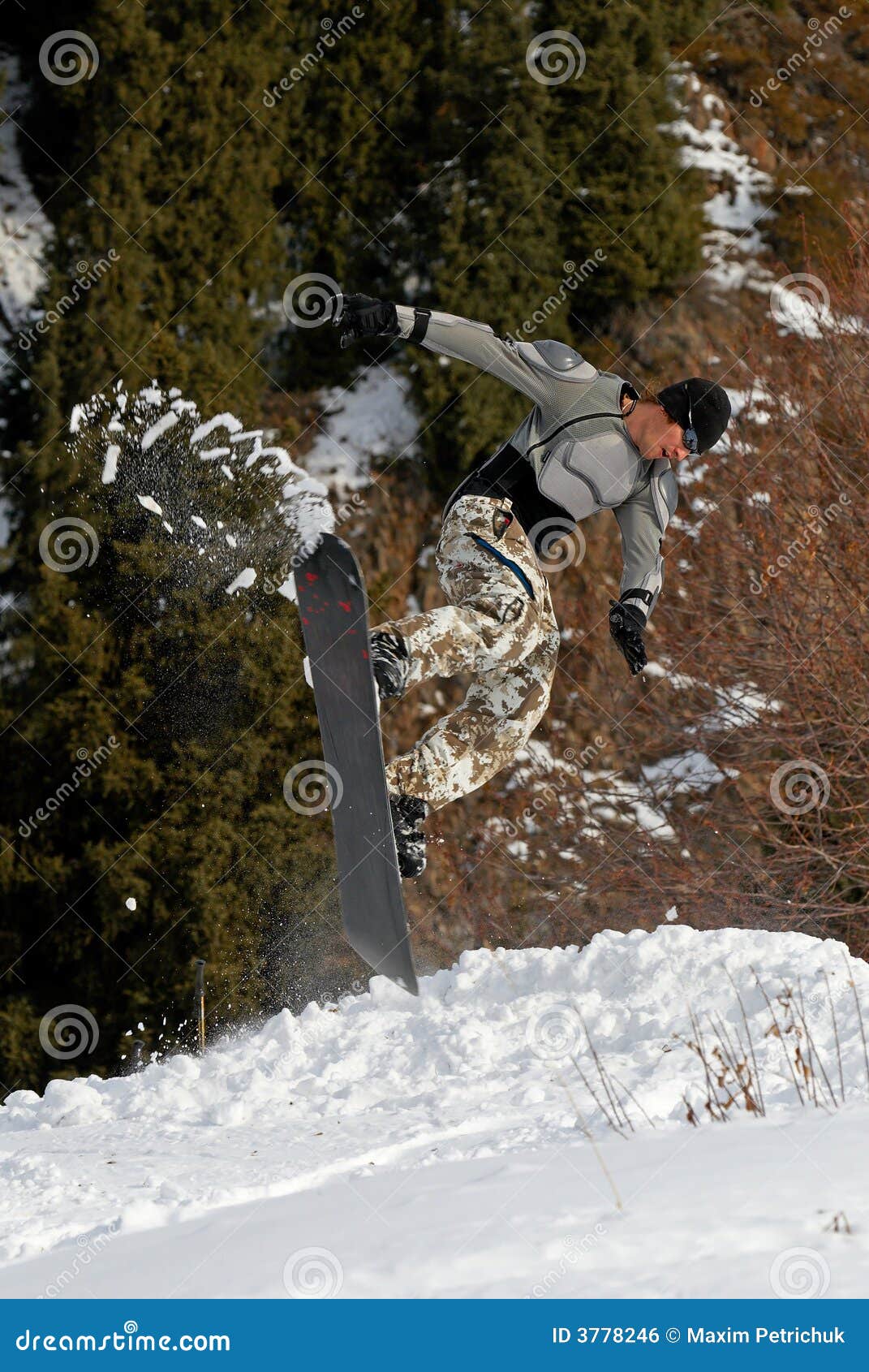 Snowboarder extreme jump stock photo. Image of downhill - 3778246