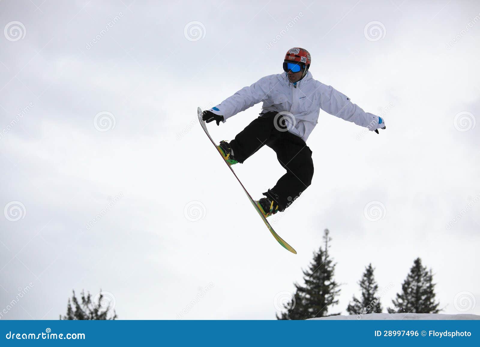 Snowboarder Flying Over the Fir Trees Editorial Photo - Image of ...