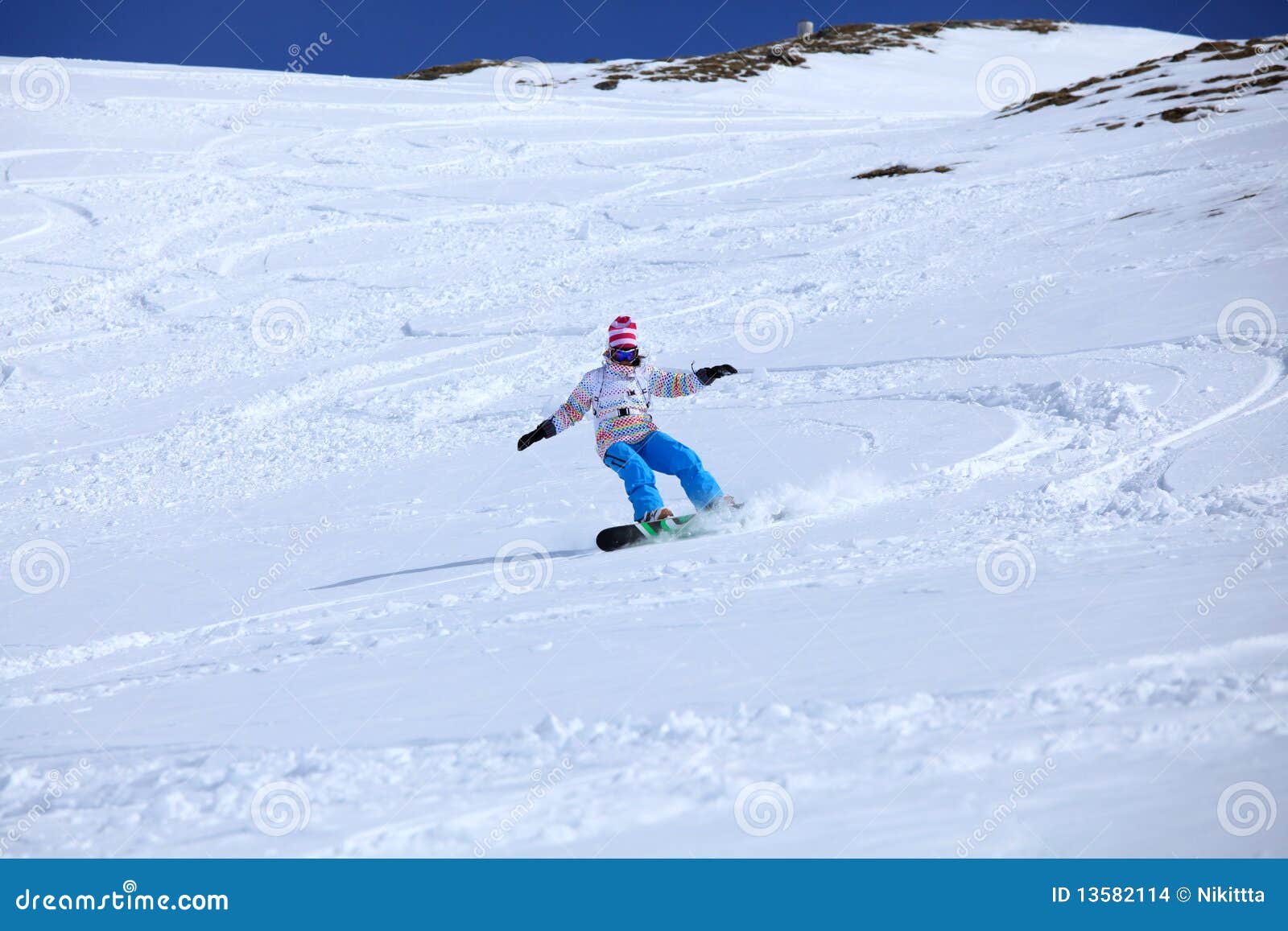 Snowboarder freeriding stock photo. Image of colorful - 13582114