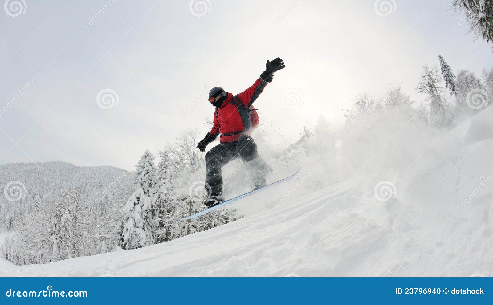 Snowboarder on Fresh Deep Snow Stock Photo - Image of fast, skier: 23796940