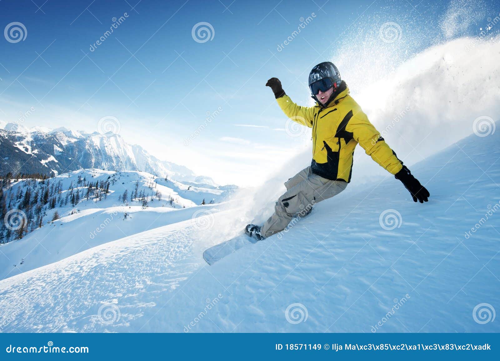 Snowboarder in High Mountains Stock Image - Image of competiting ...