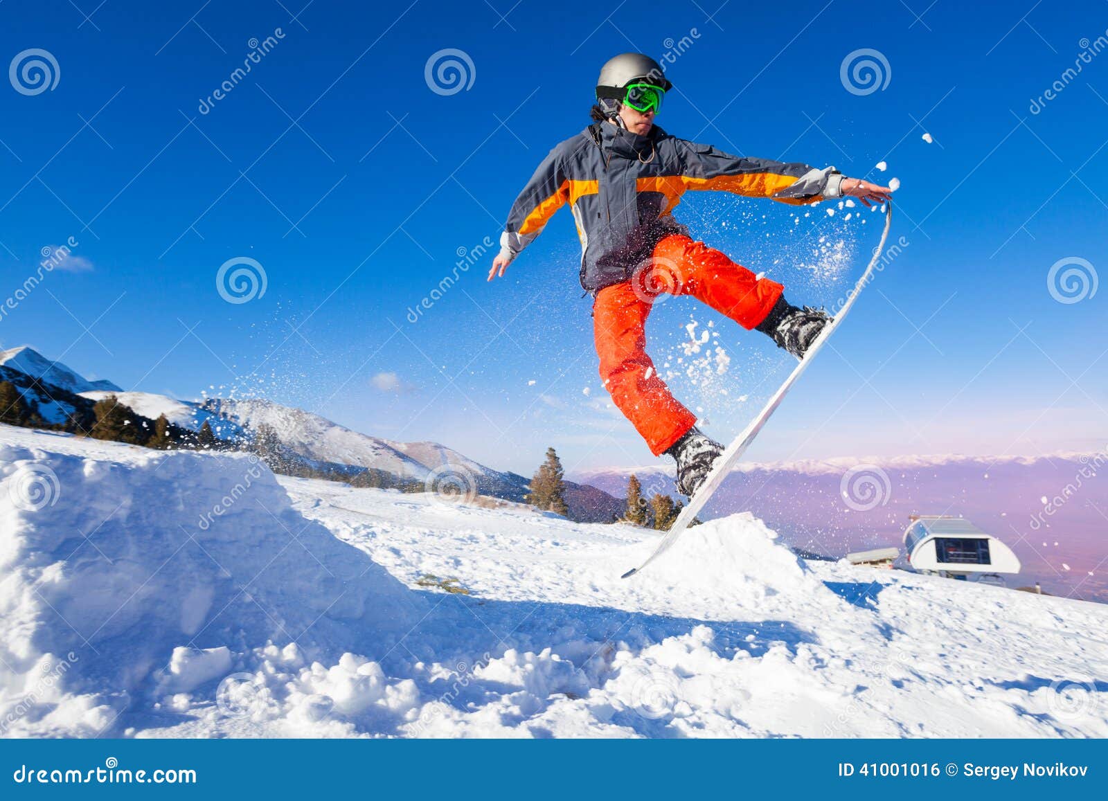 Snowboarder Holding Board during Jump Stock Photo - Image of adult ...