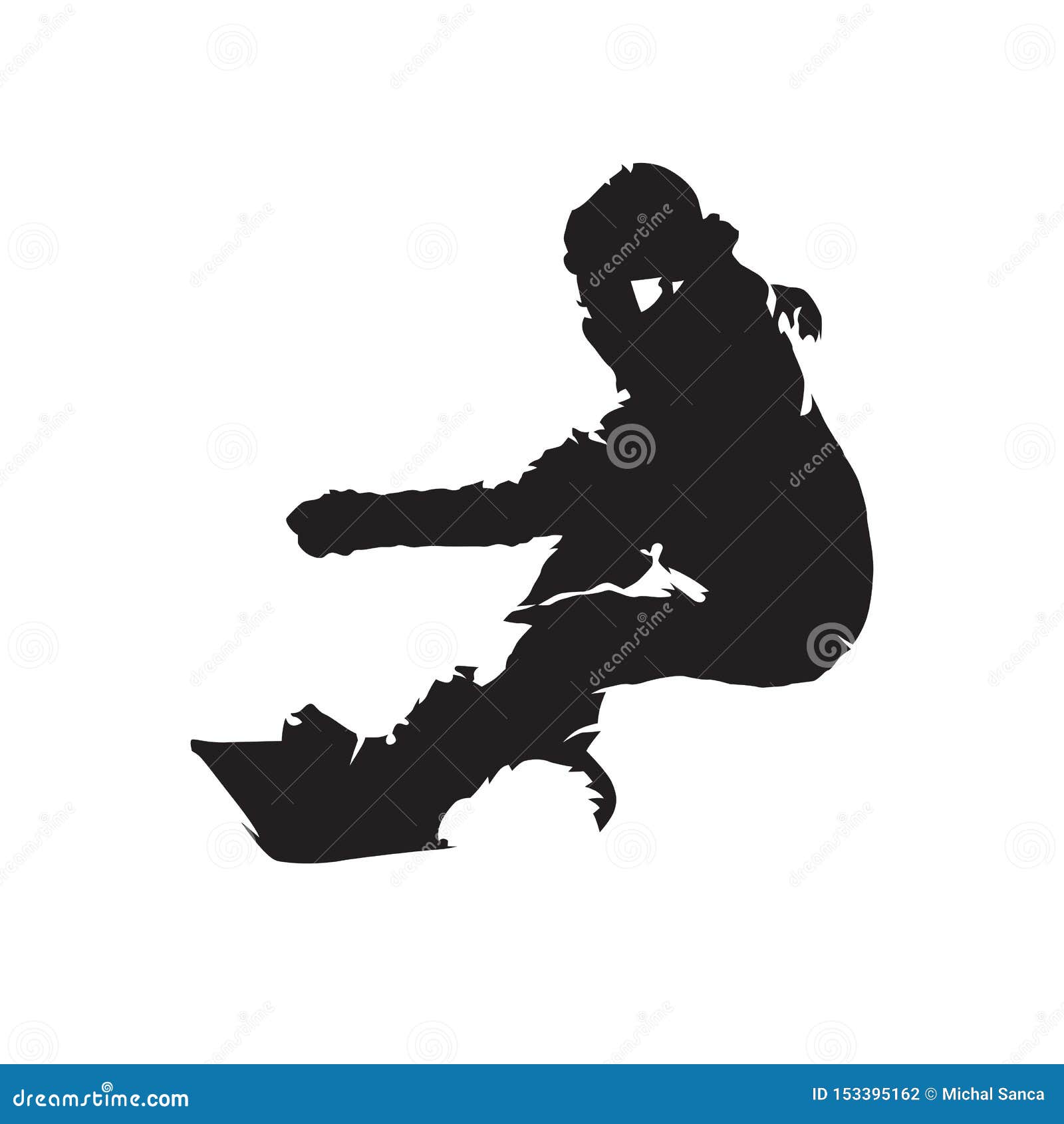 Snowboarder, Isolated Vector Silhouette, Front View. Snowboarding Stock ...