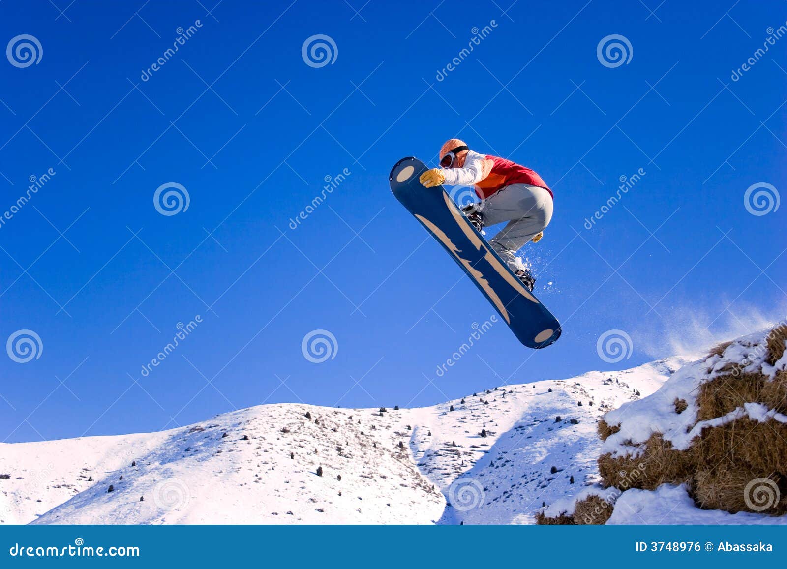 Snowboarder is in jump stock photo. Image of teens, cold - 3748976
