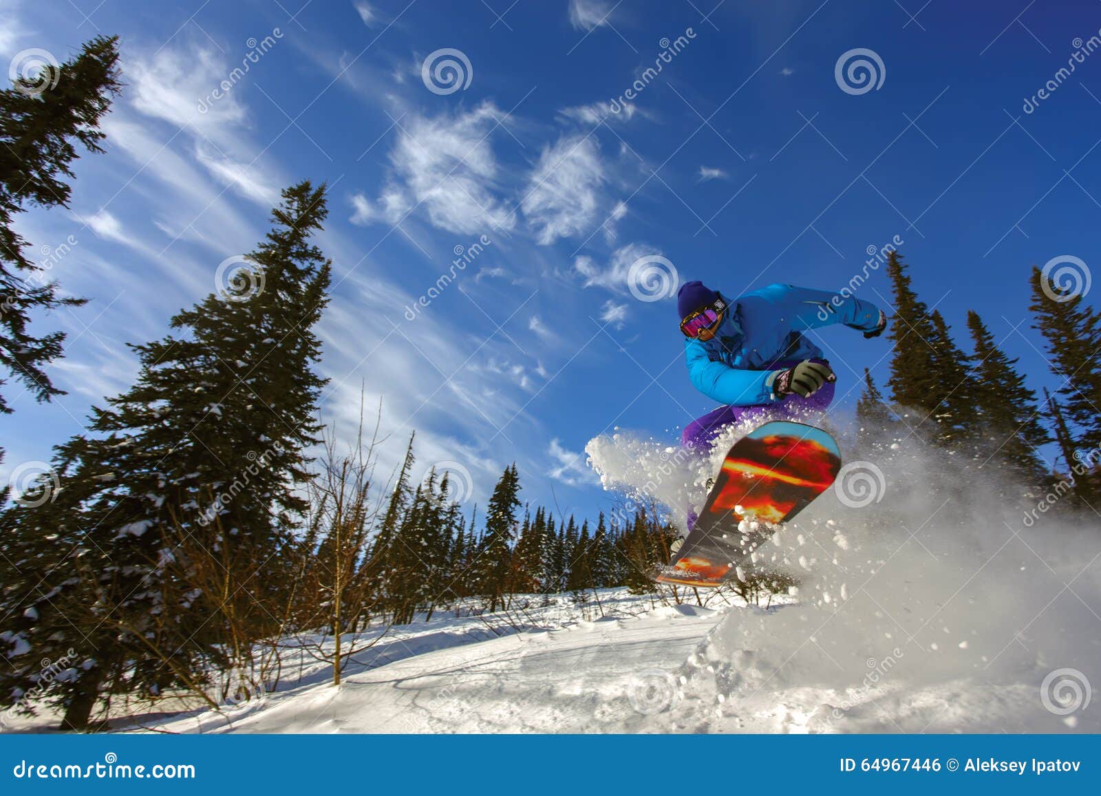 Snowboarder jumping stock photo. Image of extreme, cold - 64967446