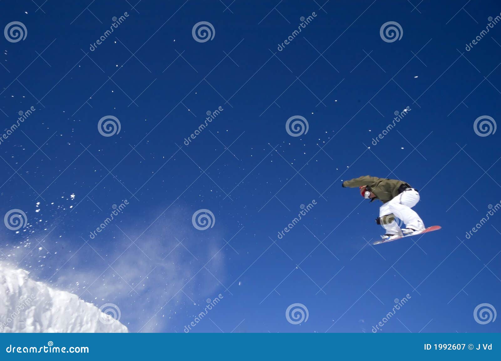 Snowboarder Jumping High in the Air Stock Image - Image of cloud, slope ...