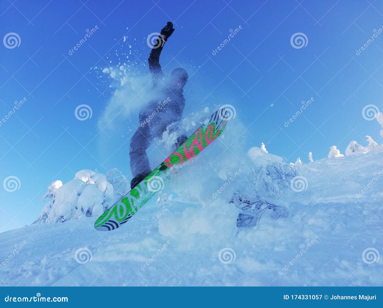 Snowboarder Jumps on a Powder Hill Editorial Photography - Image of ...