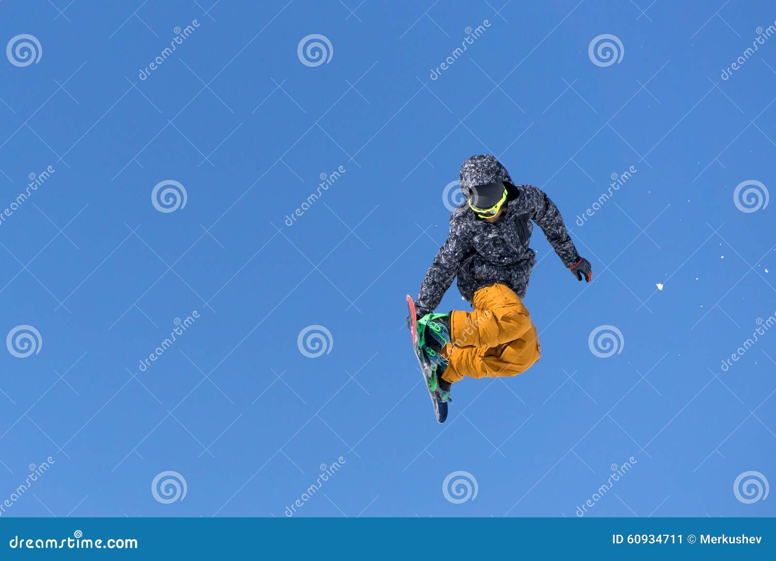 Snowboarder Jumps in Snow Park Stock Image - Image of board, extreme ...