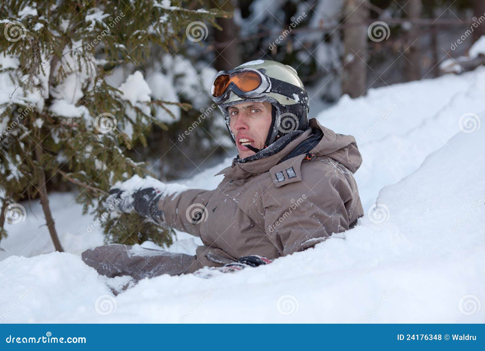 Snowboarder lying on snow stock photo. Image of laying - 24176348