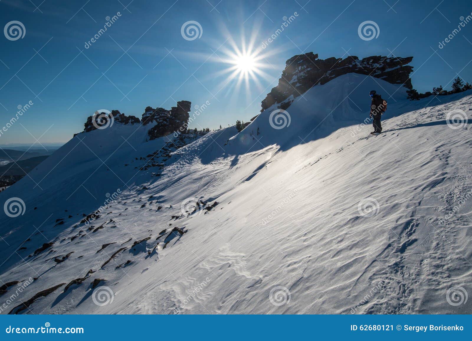 Snowboarder on the Mountain Stock Image - Image of outdoor, active ...