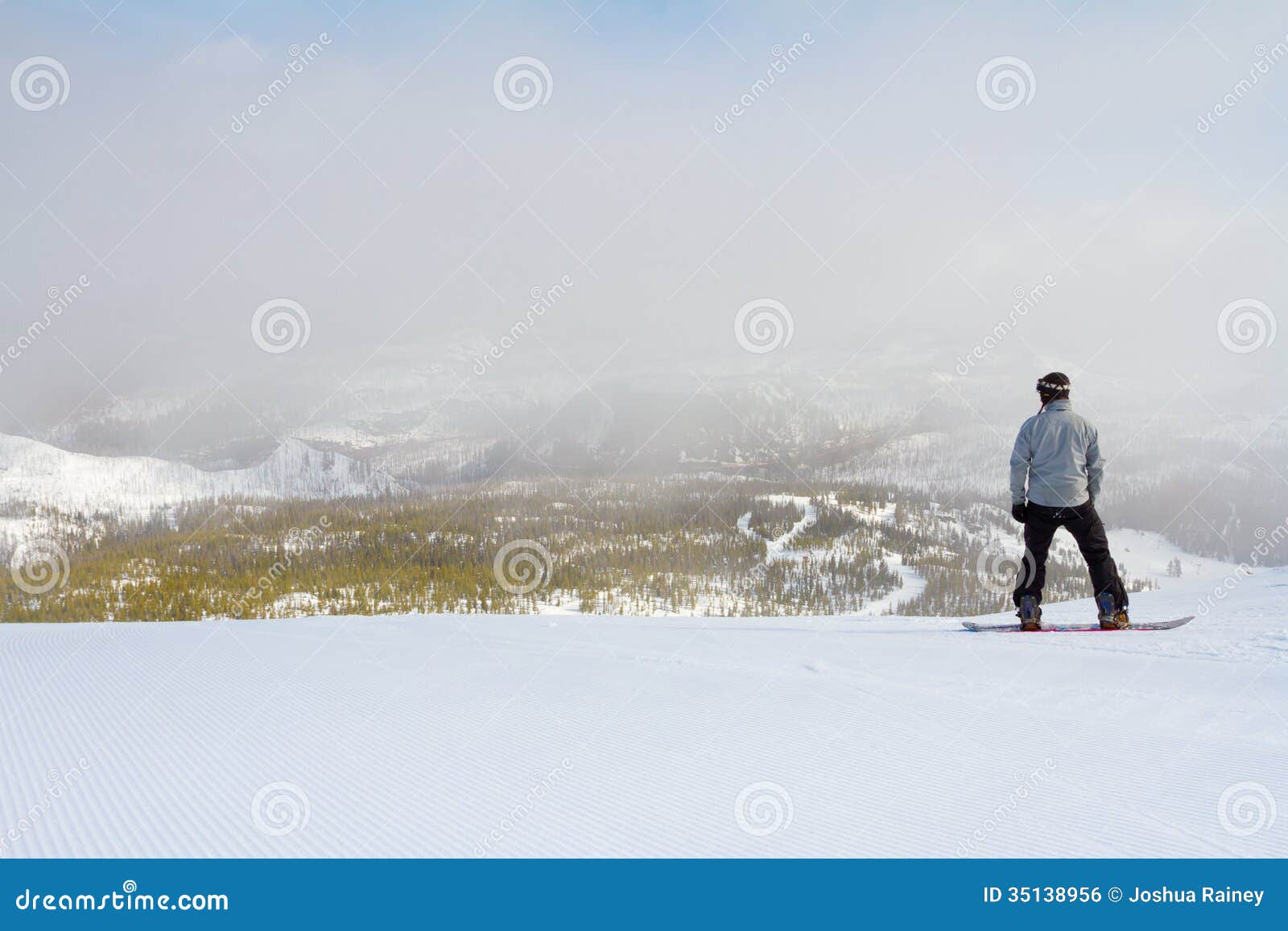 Snowboarder at Mountain Summit Stock Photo - Image of waiting ...