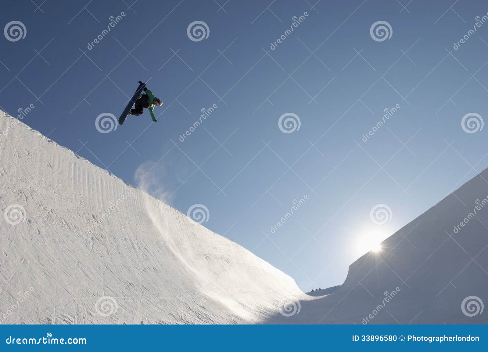 Snowboarder Performing Stunts on a Sunny Day at Park Stock Photo ...