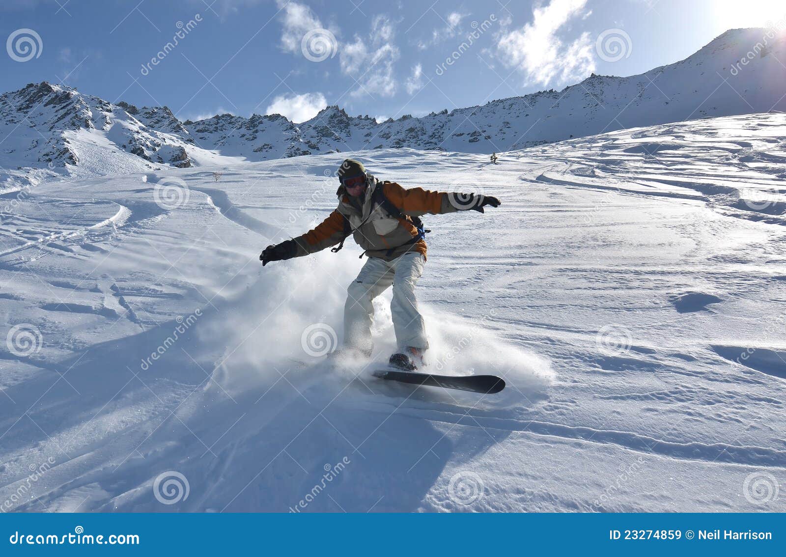 Snowboarder in Powder Snow stock image. Image of freerider - 23274859