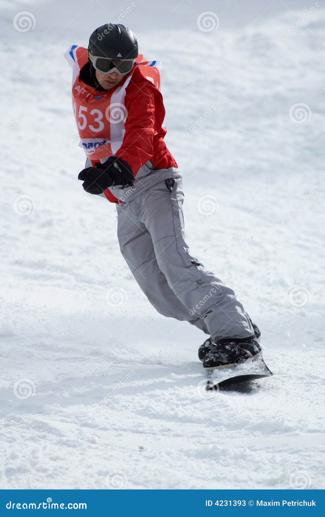 Snowboarder on race editorial stock photo. Image of active - 4231393