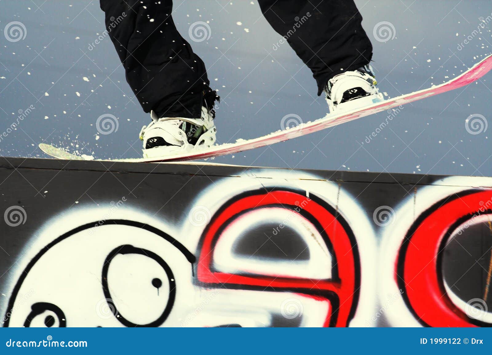Snowboarder on rail stock photo. Image of rail, board - 1999122