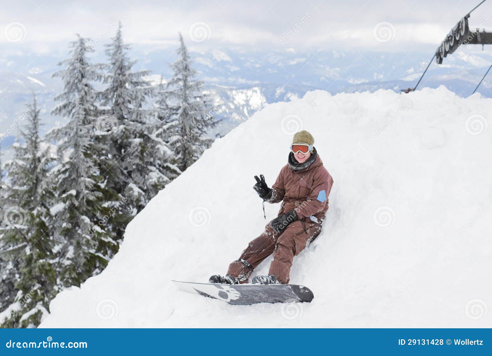 Snowboarder resting stock photo. Image of frozen, lift - 29131428