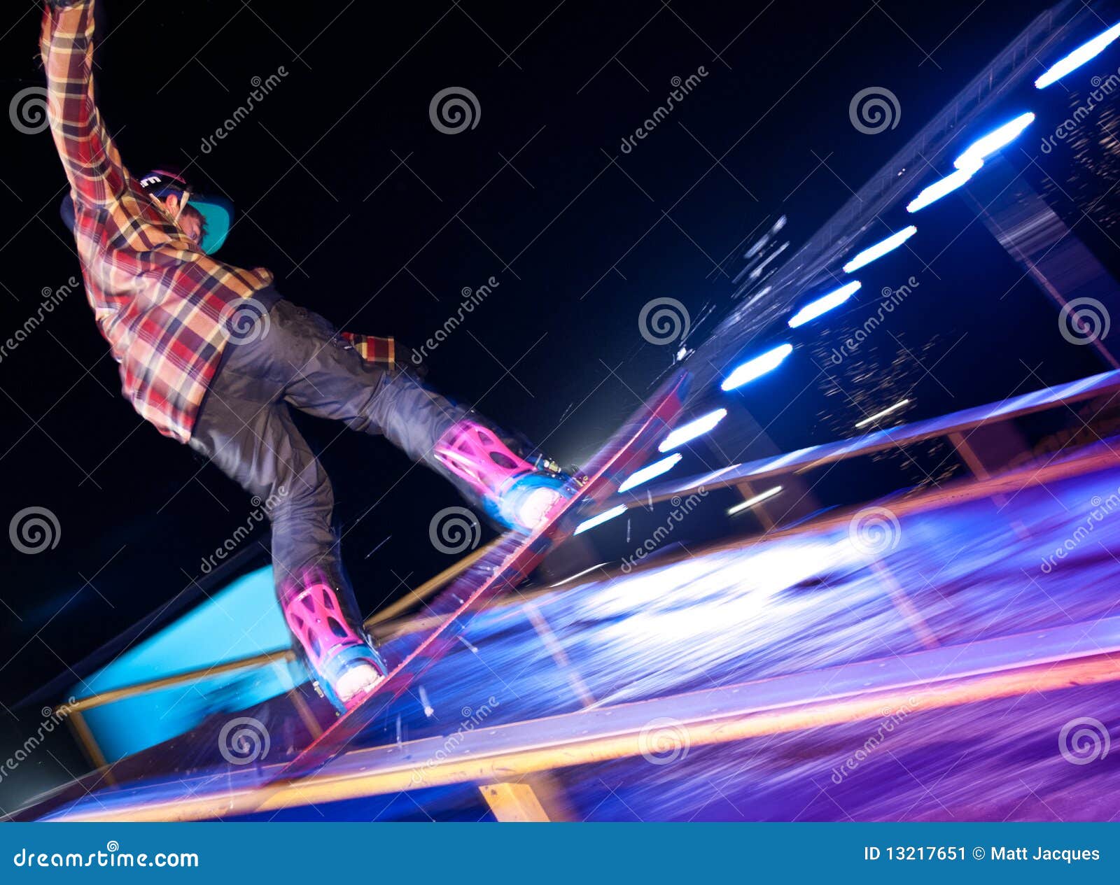 Snowboarder Rides at Night. Editorial Photo - Image of glide, action ...