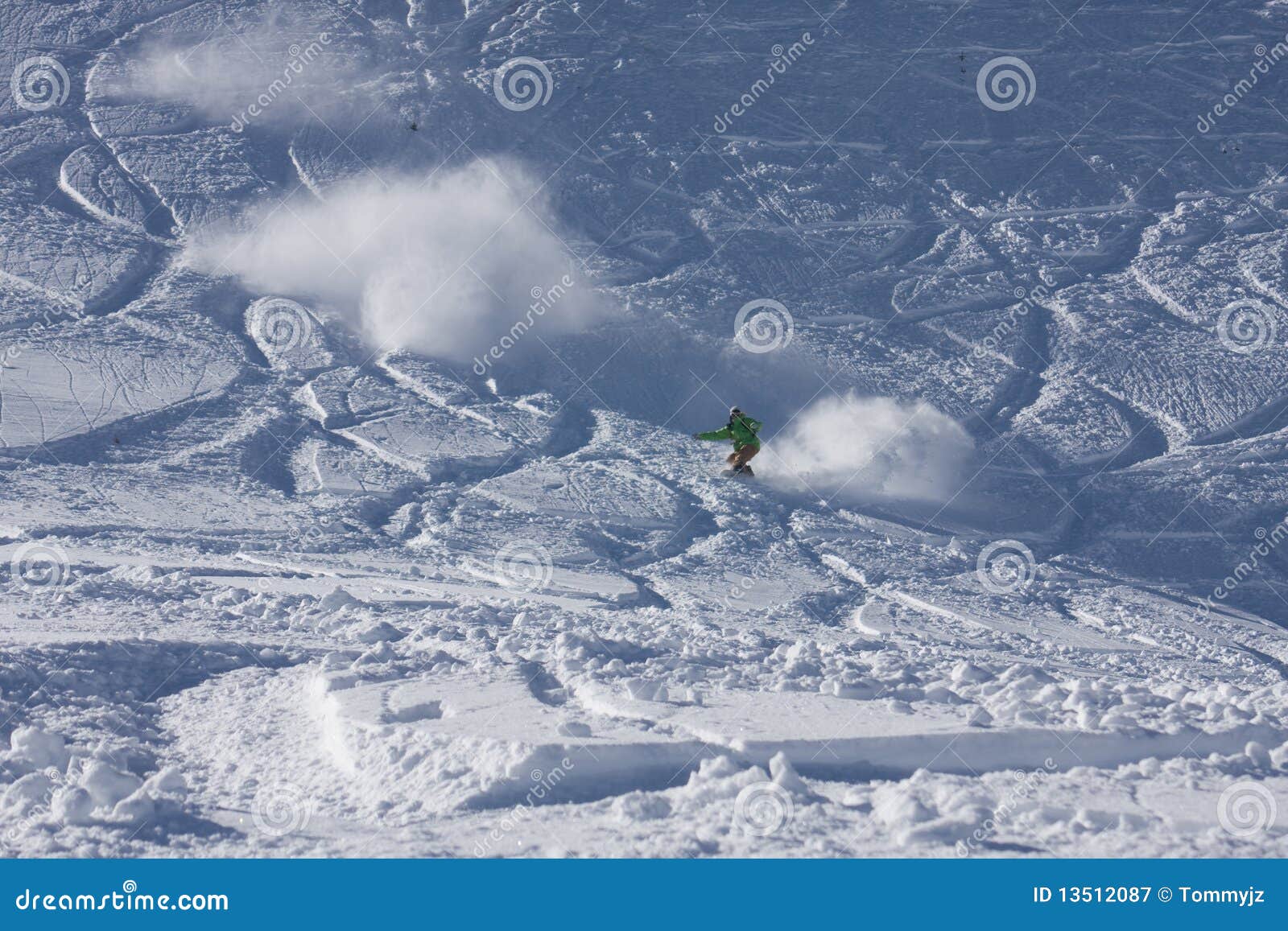 Snowboarder Riding in Powder Stock Image - Image of snowboarder, hill ...