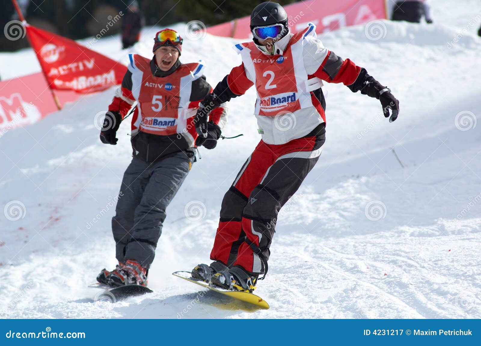 Snowboarder s on race editorial photography. Image of athlete - 4231217