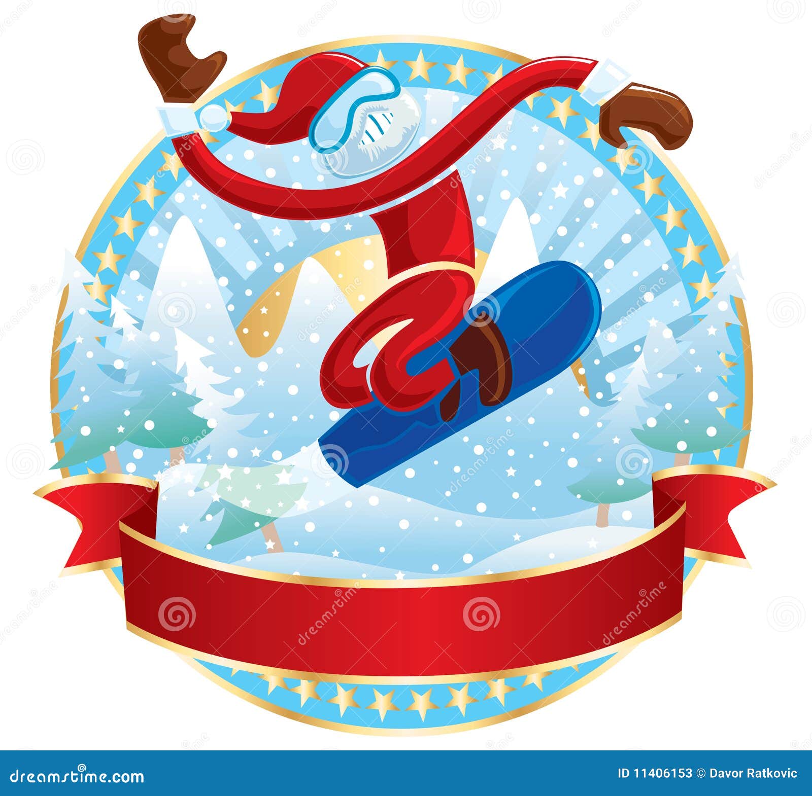 Snowboarder Santa stock vector. Illustration of santa - 11406153