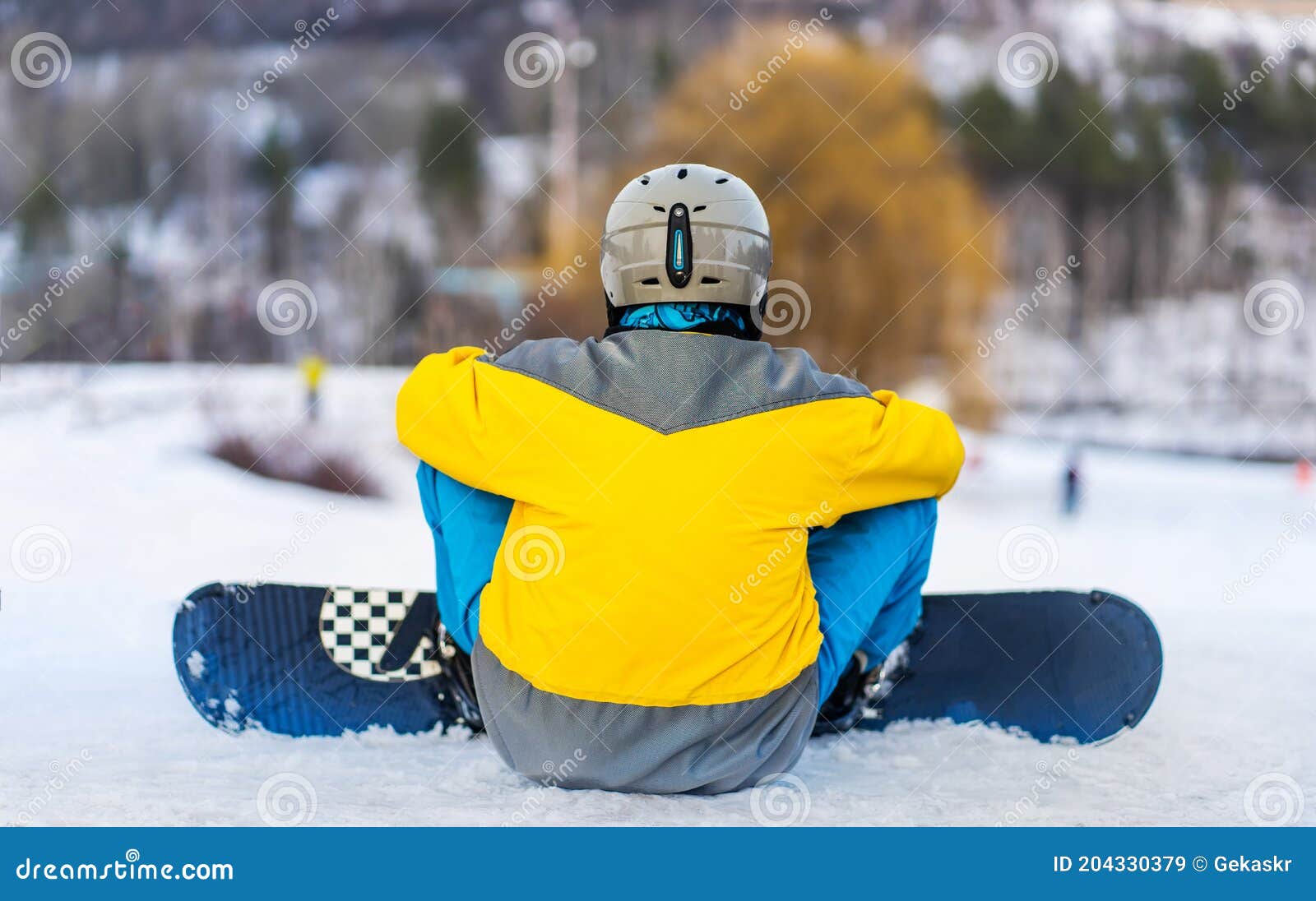 Snowboarder Sitting on Mountain Stock Image - Image of adrenaline ...