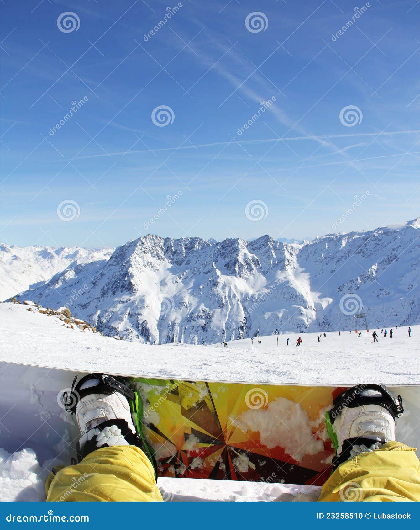 Snowboarder Sitting on Snow Stock Photo - Image of boot, rider: 23258510