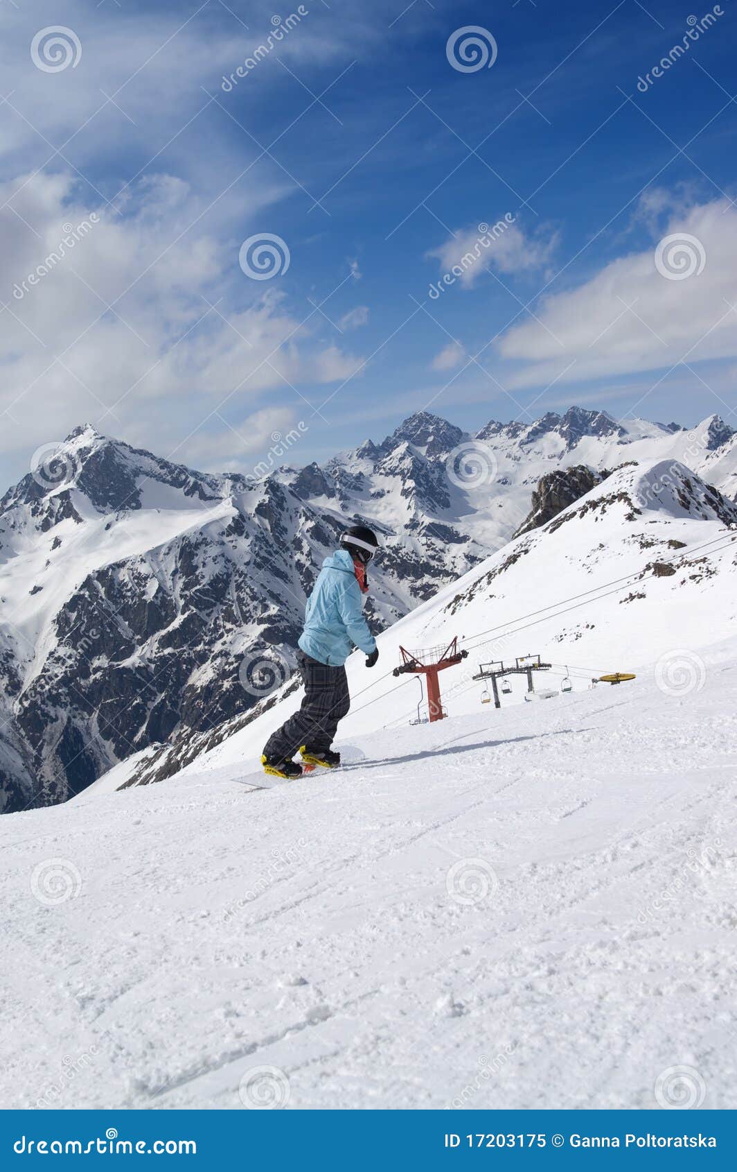 Snowboarder on ski slope stock image. Image of peak, nature - 17203175